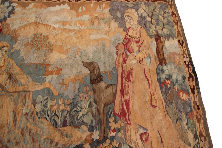 Antique French Tapestry Handmade Tapestry Beige Large Tapestry Medieval ...