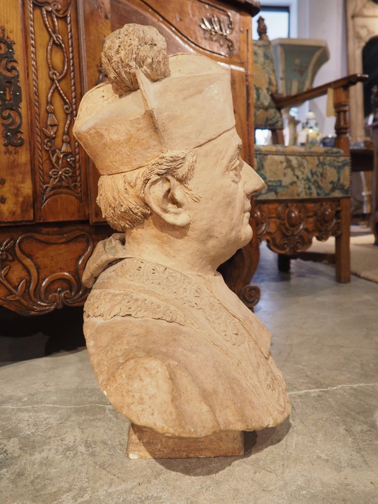 Antique French Terra Cotta Bust from Dinard, Dated 1912 For Sale at 1stDibs