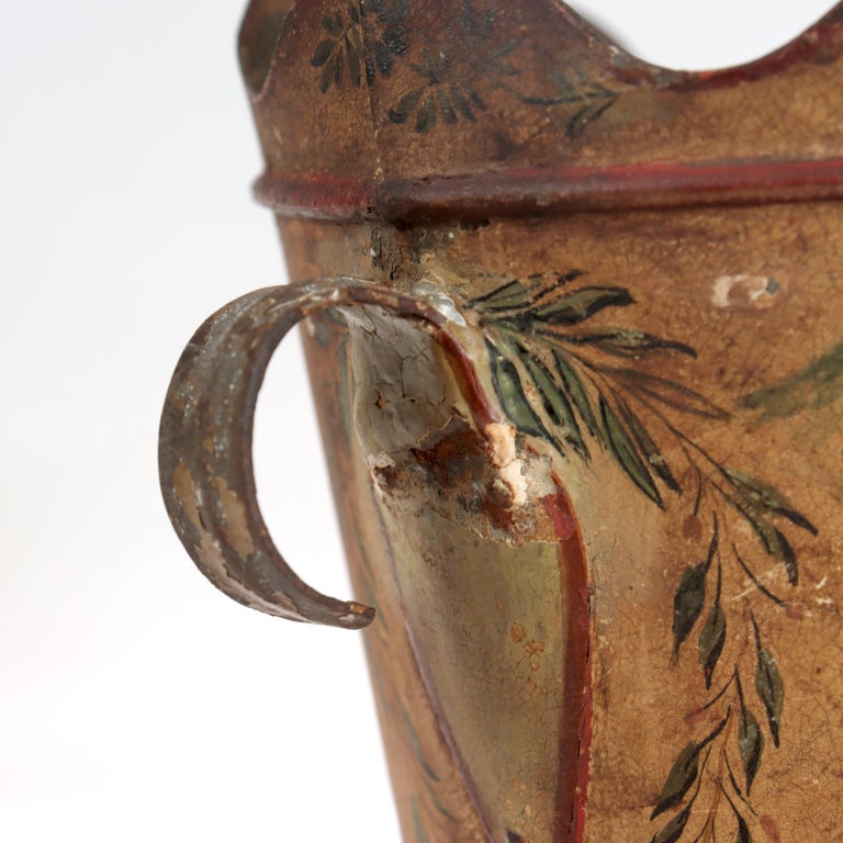 Antique French Toleware Cachepot or Planter Painted with a Don Quixote ...