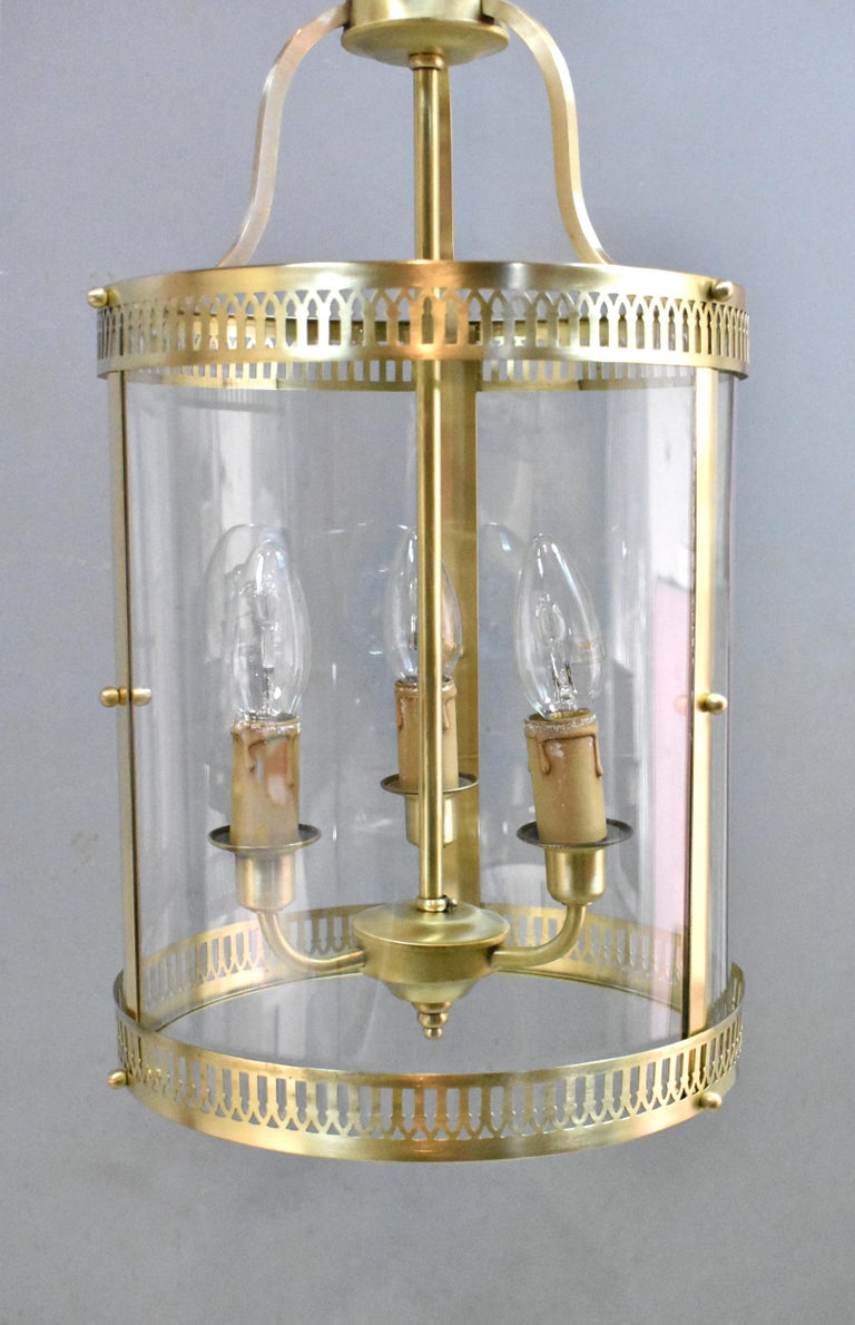 Antique French Triple Light Hall Lantern For Sale at 1stDibs