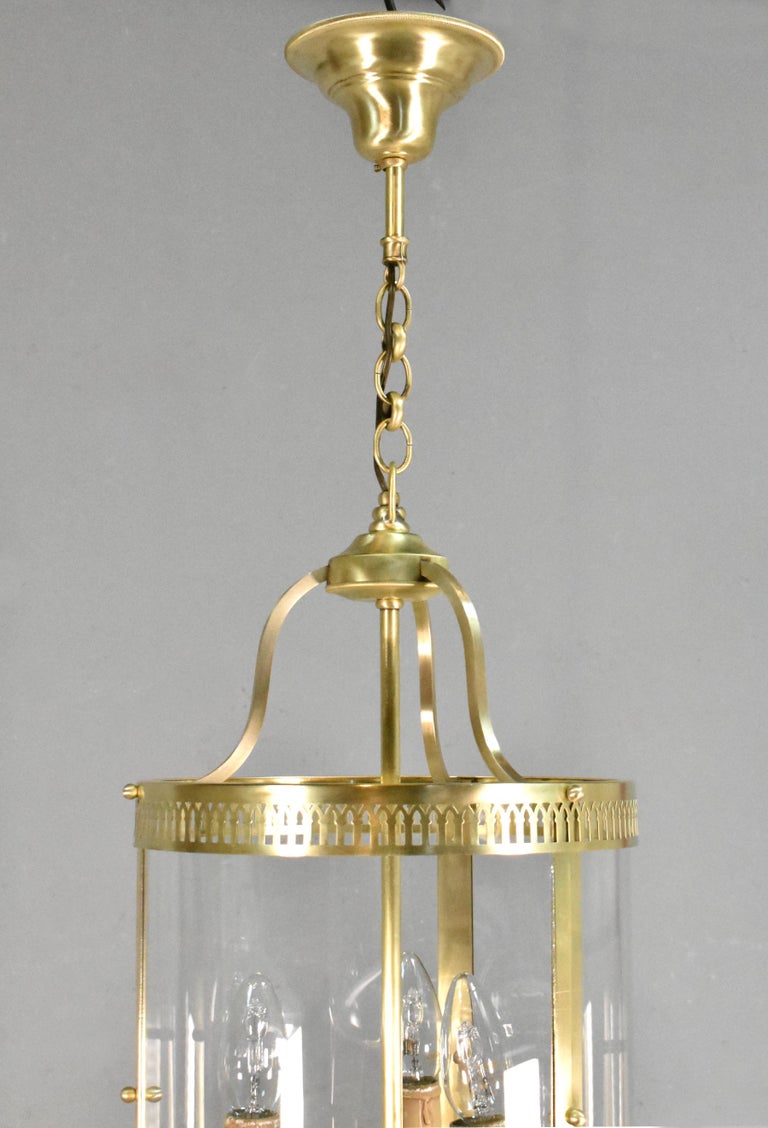 Antique French Triple Light Hall Lantern For Sale at 1stDibs