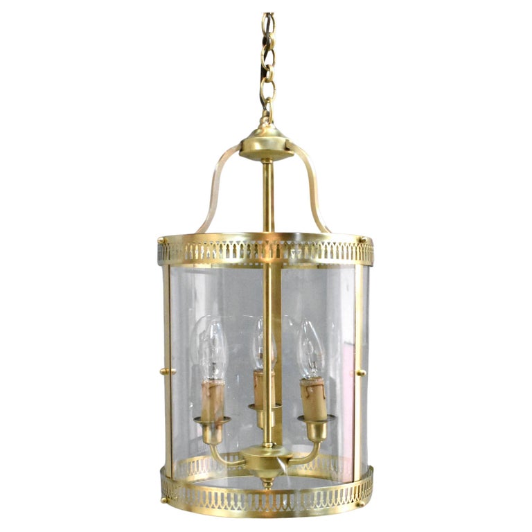 Antique French Triple Light Hall Lantern For Sale at 1stDibs