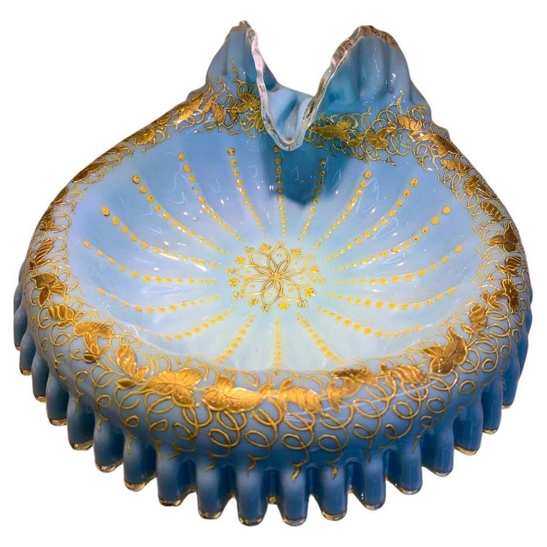 Antique French Turquoise Enamelled Opaline Dish, Plate, Bowl, 19th ...