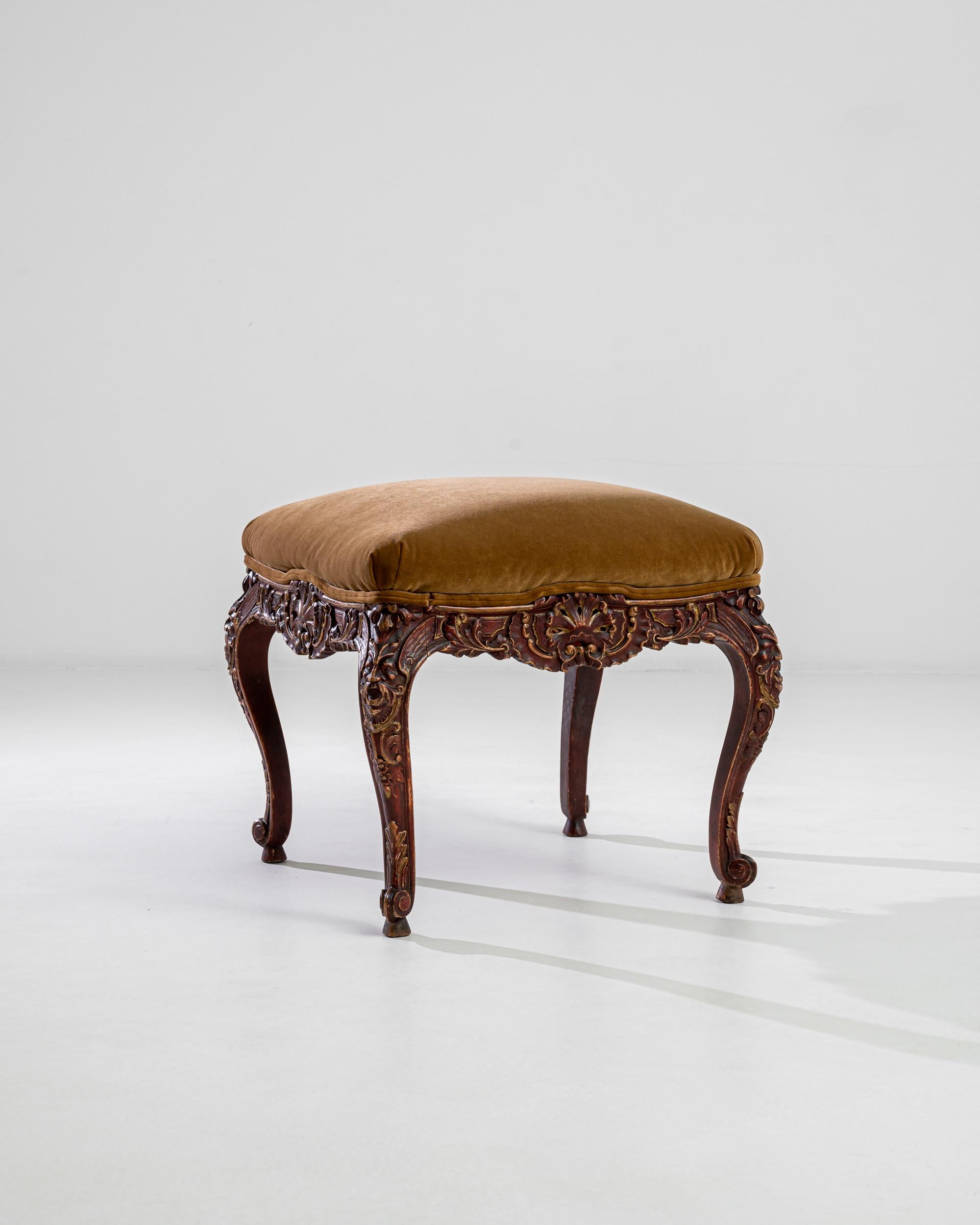 Antique French Upholstered Rococo Stool at 1stDibs