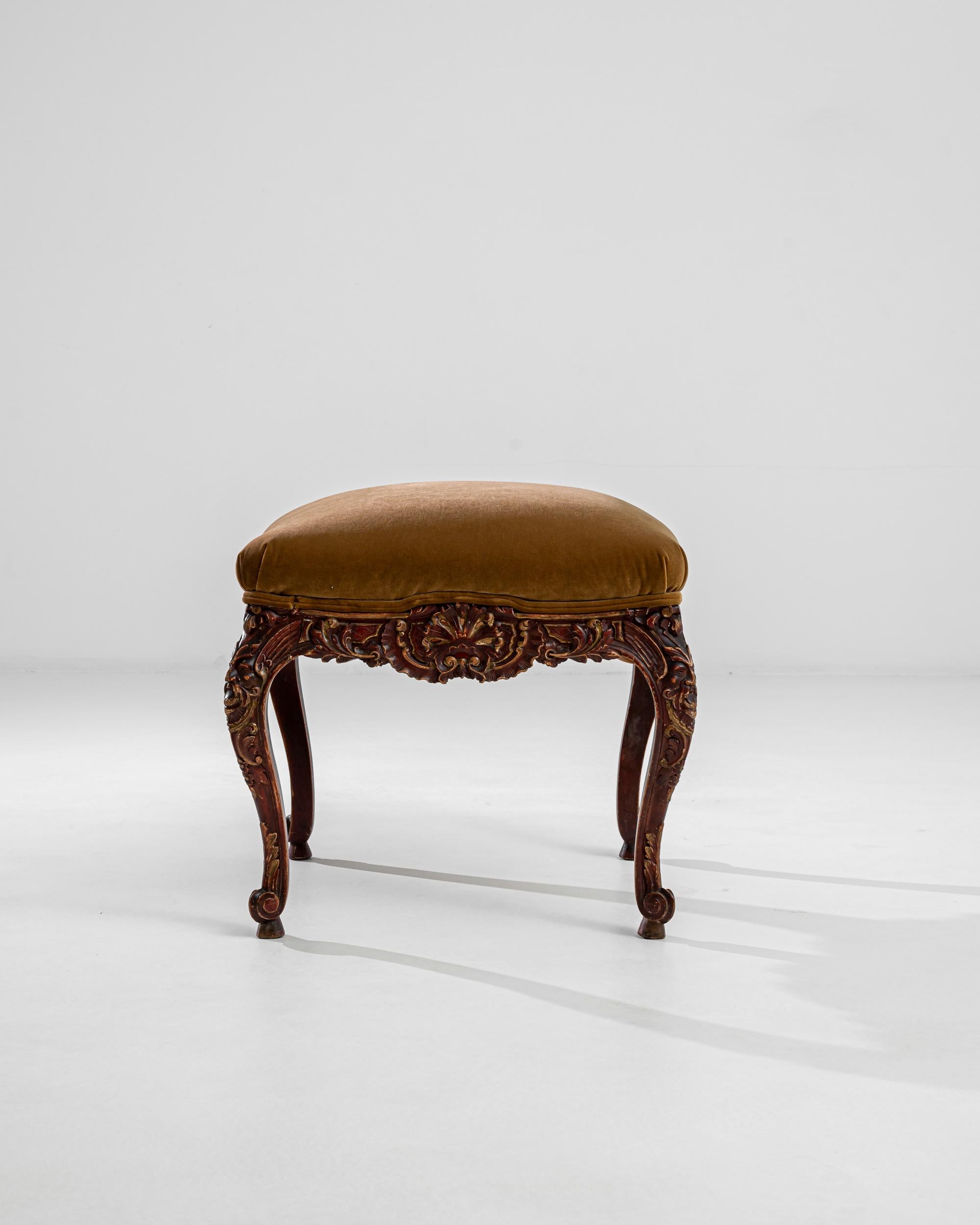 Antique French Upholstered Rococo Stool at 1stDibs