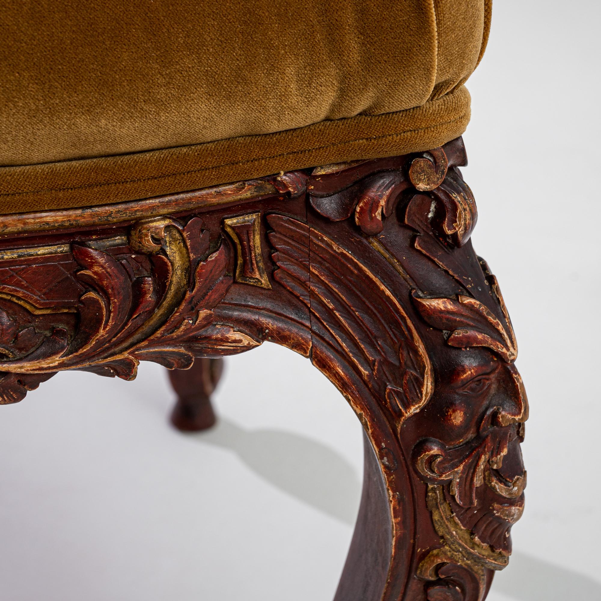 Antique French Upholstered Rococo Stool at 1stDibs