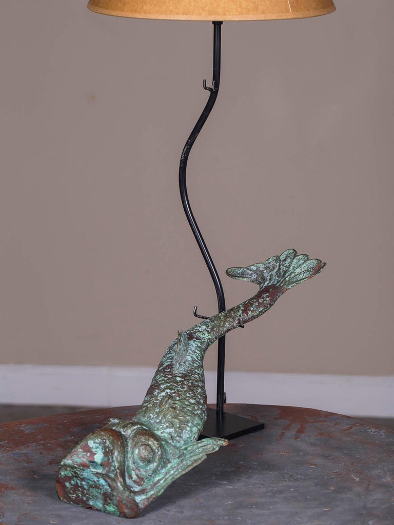 Antique French Verdigris Copper Dolphin Waterspout Custom Lamp, circa ...
