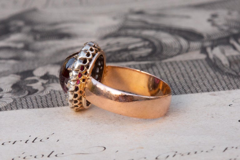 Antique French Victorian 18k Gold 2.7ct Carbuncle Garnet Diamond ...