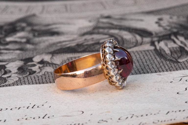 Antique French Victorian 18k Gold 2.7ct Carbuncle Garnet Diamond ...