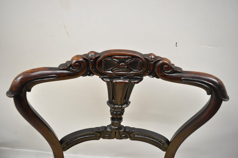Antique French Victorian Carved Rosewood Small Petite Accent Side ...