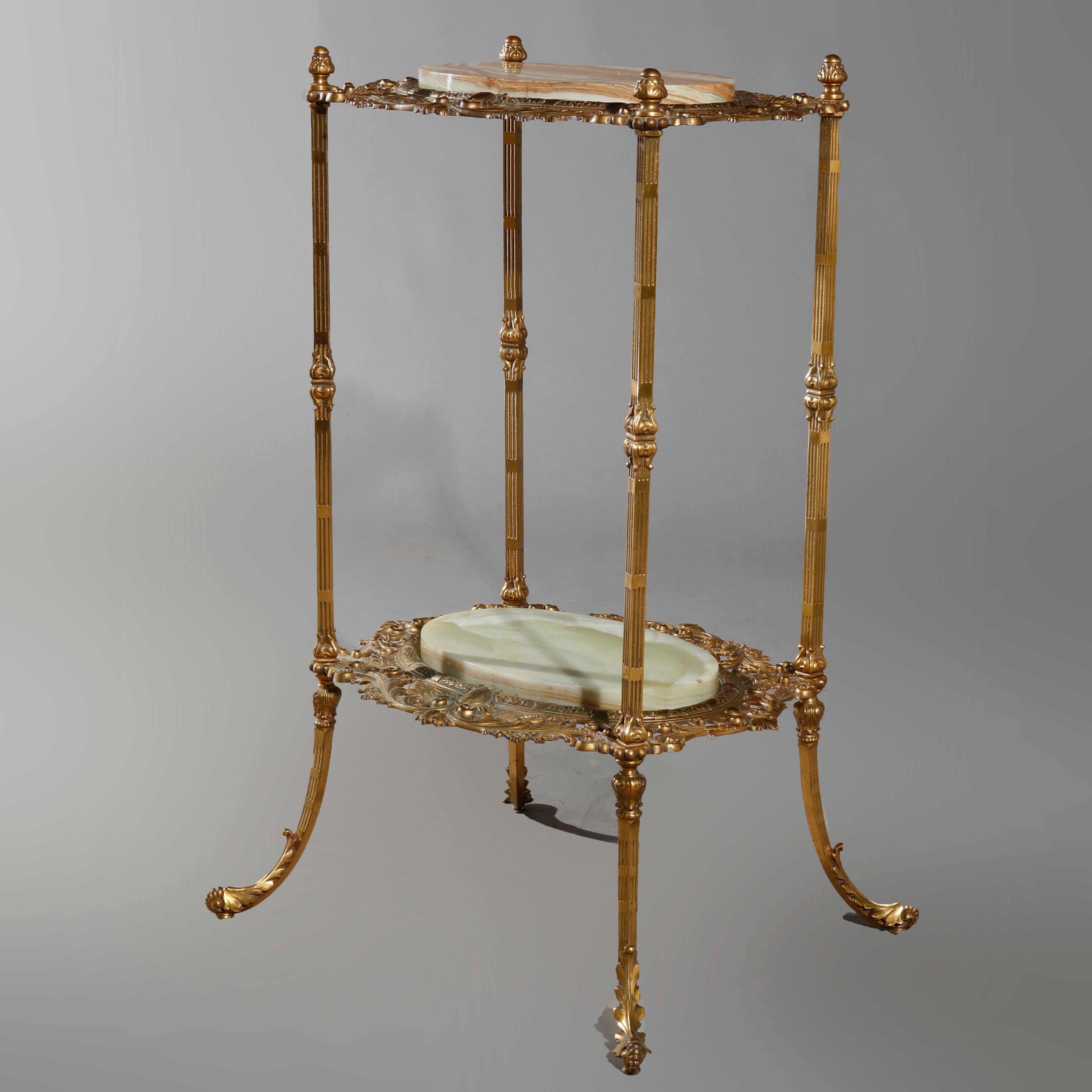 Antique French Victorian Gilt Bronze and Onyx Fern Display Stand, circa ...