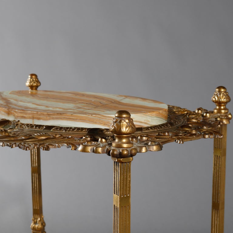 Antique French Victorian Gilt Bronze and Onyx Fern Display Stand, circa ...