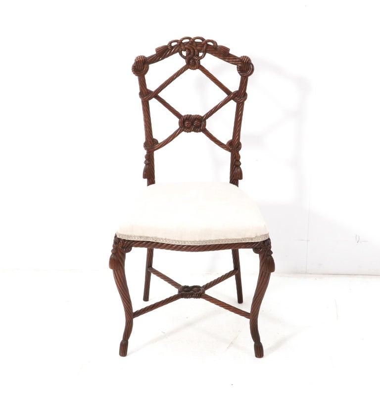 Antique French Victorian Walnut Side Chair, 1890s For Sale at 1stDibs
