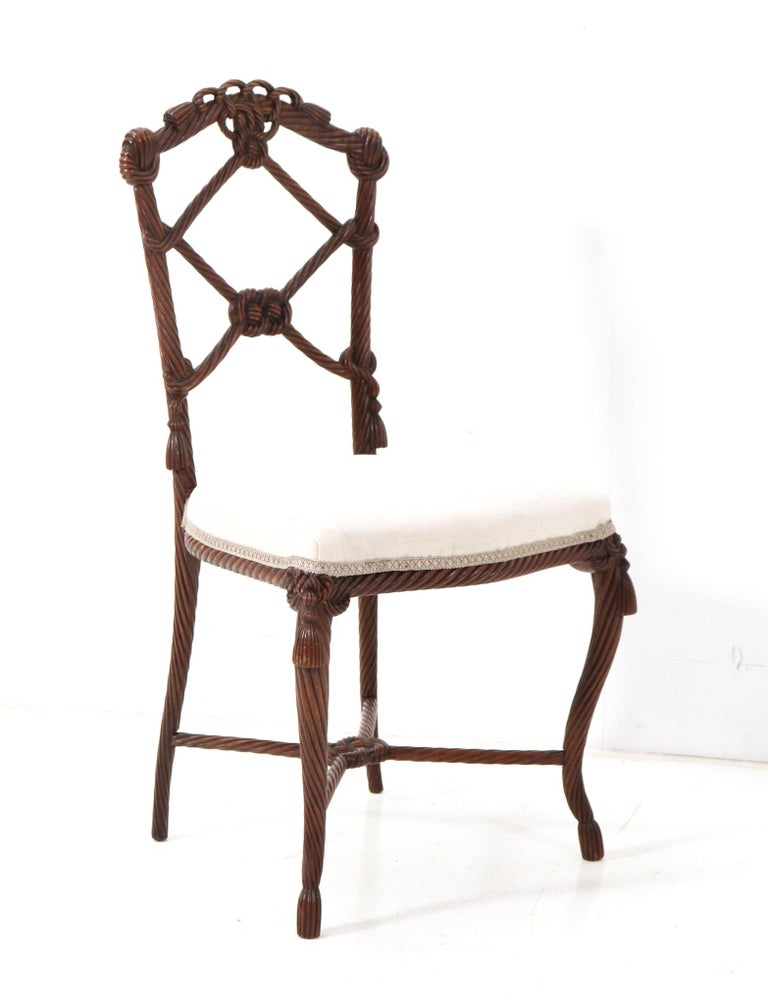 Antique French Victorian Walnut Side Chair, 1890s For Sale at 1stDibs