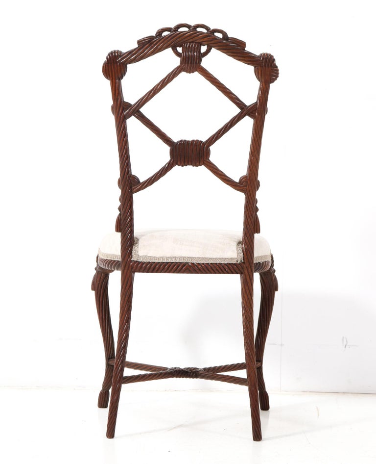 Antique French Victorian Walnut Side Chair, 1890s For Sale at 1stDibs