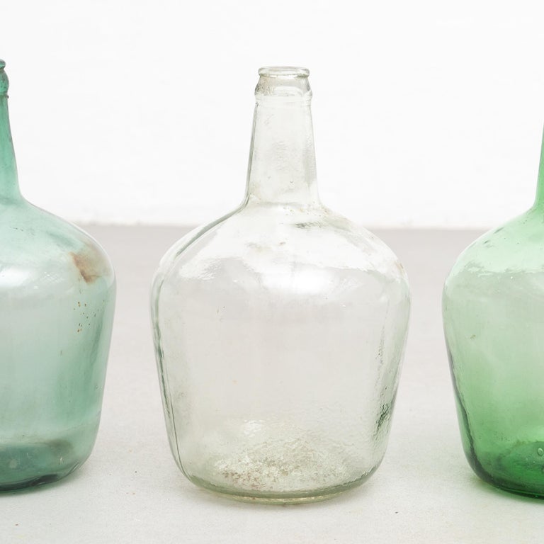 Antique French Viresa Set of Three Glass Bottles from Barcelona circa ...