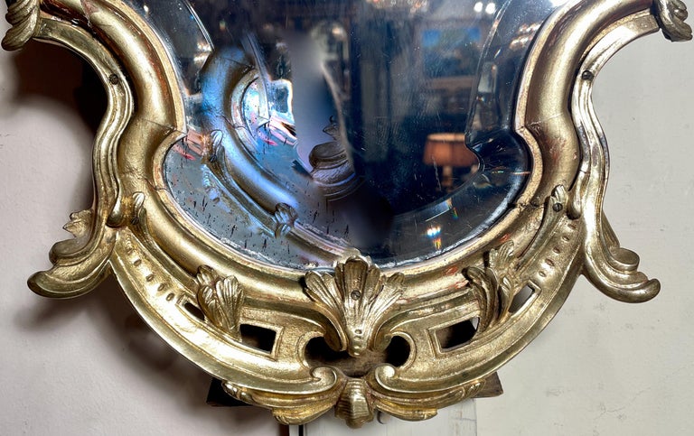Antique French Wall Mirror and Jewel Box with Beveling and Gold-Leaf ...