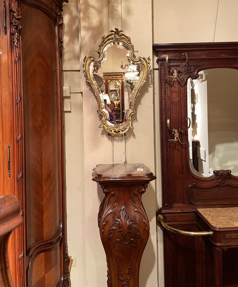 Antique French Wall Mirror and Jewel Box with Beveling and Gold-Leaf ...