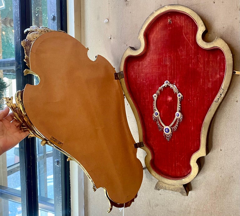 Antique French Wall Mirror and Jewel Box with Beveling and Gold-Leaf ...