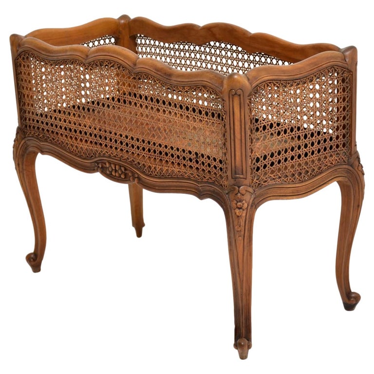 Antique French Walnut and Cane Plant Holder at 1stDibs