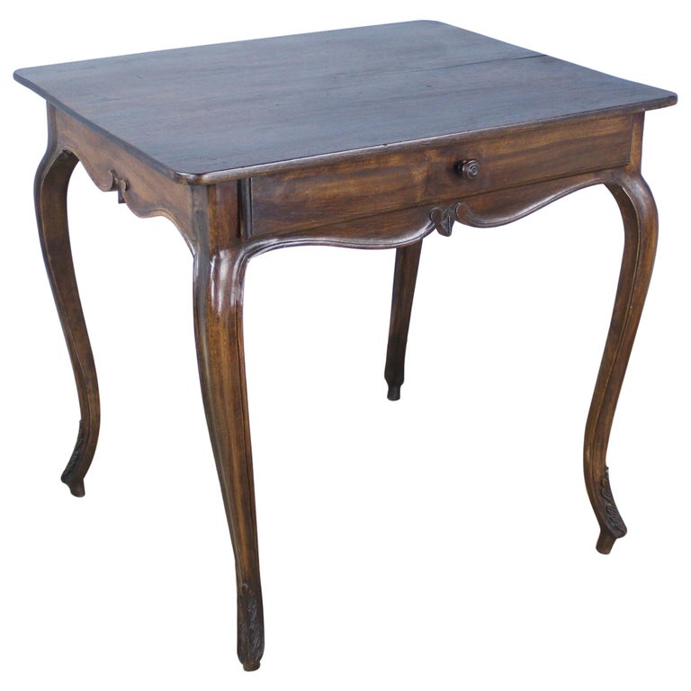 Antique French Walnut Cabriole Leg Side Table at 1stDibs
