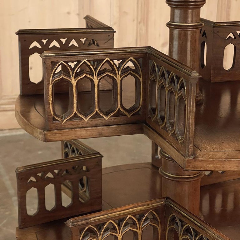 Antique French Walnut Gothic Revolving Book Stand, End Table For Sale ...