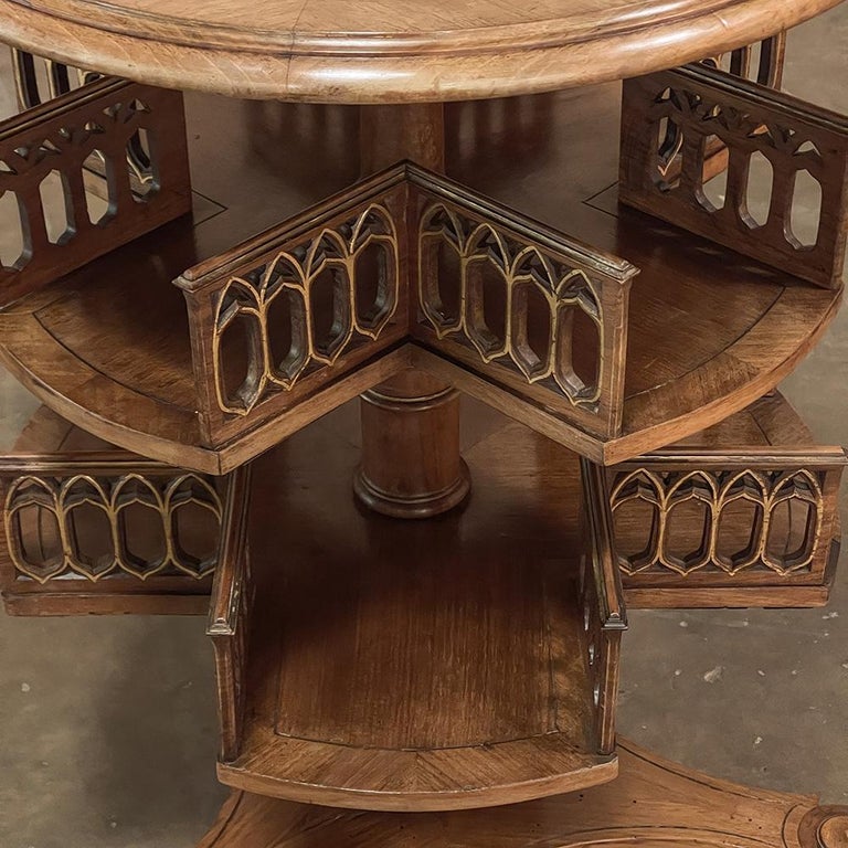 Antique French Walnut Gothic Revolving Book Stand, End Table For Sale ...