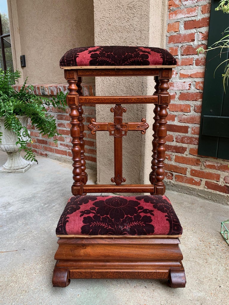 Antique French Walnut Prayer Kneeler Prie Dieu Catholic Chapel Bench at ...