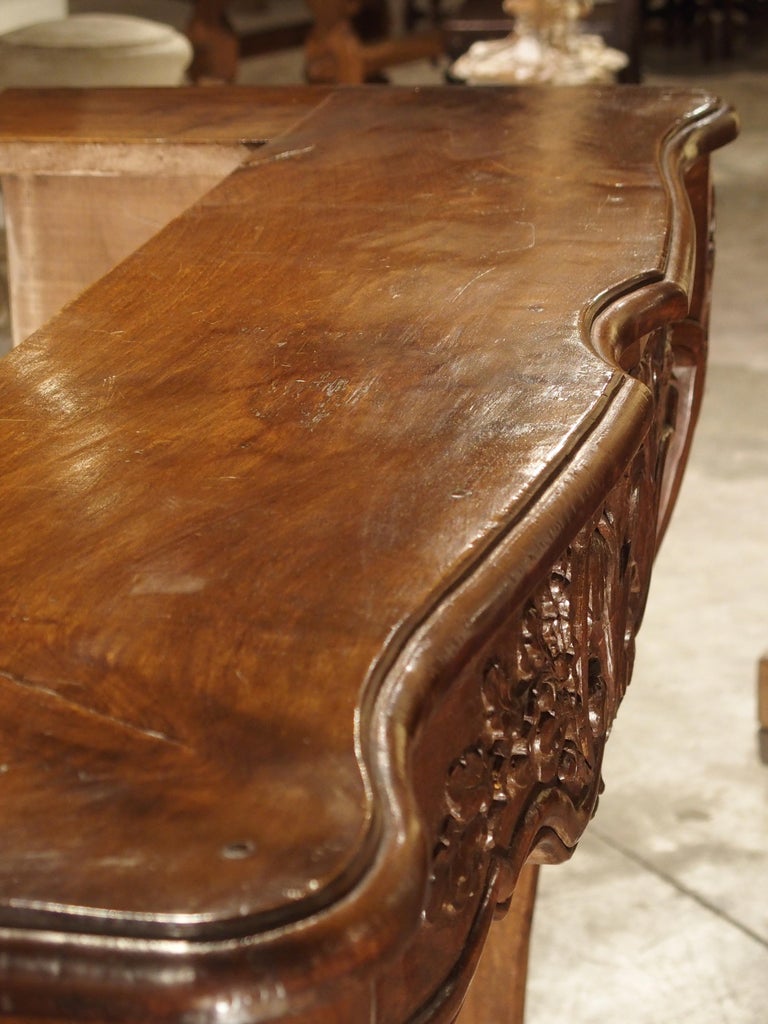 Antique French Walnut Wood Fireplace Mantel, circa 1860 at 1stDibs