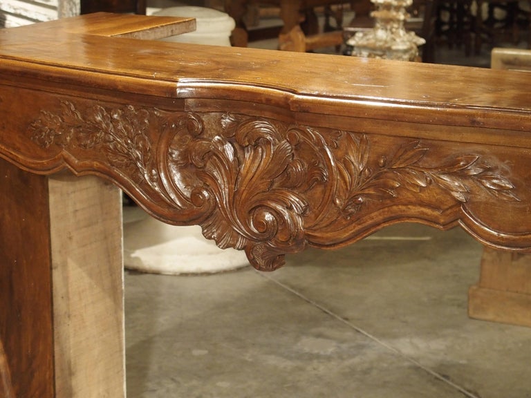 Antique French Walnut Wood Fireplace Mantel, circa 1860 at 1stDibs