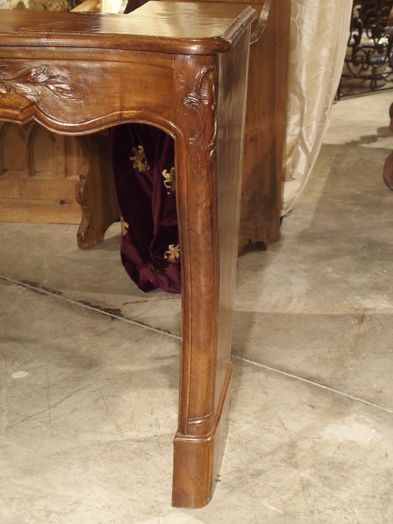 Antique French Walnut Wood Fireplace Mantel, circa 1860 at 1stDibs