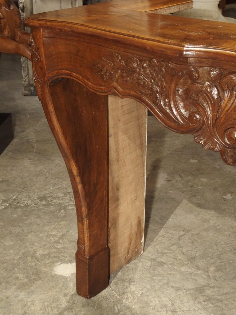 Antique French Walnut Wood Fireplace Mantel, circa 1860 at 1stDibs