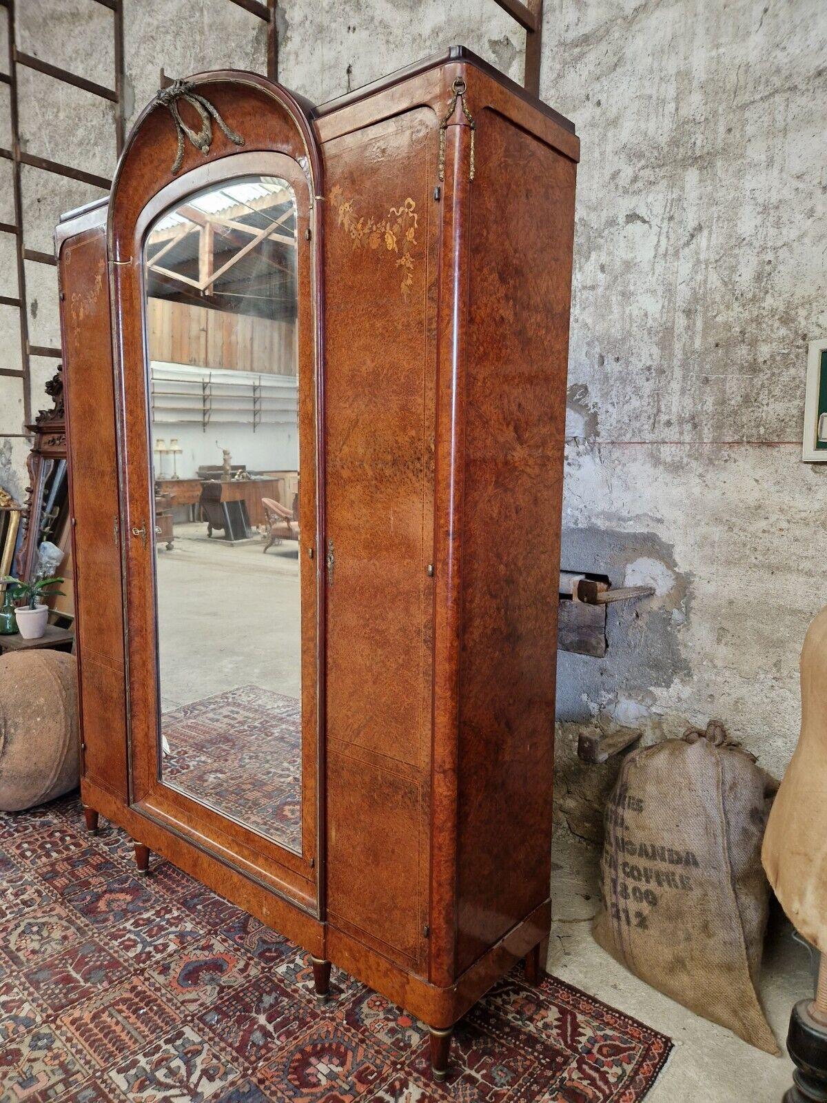 Antique French Wardrobe Empire Style Mahogany Triple Door Armoire For ...