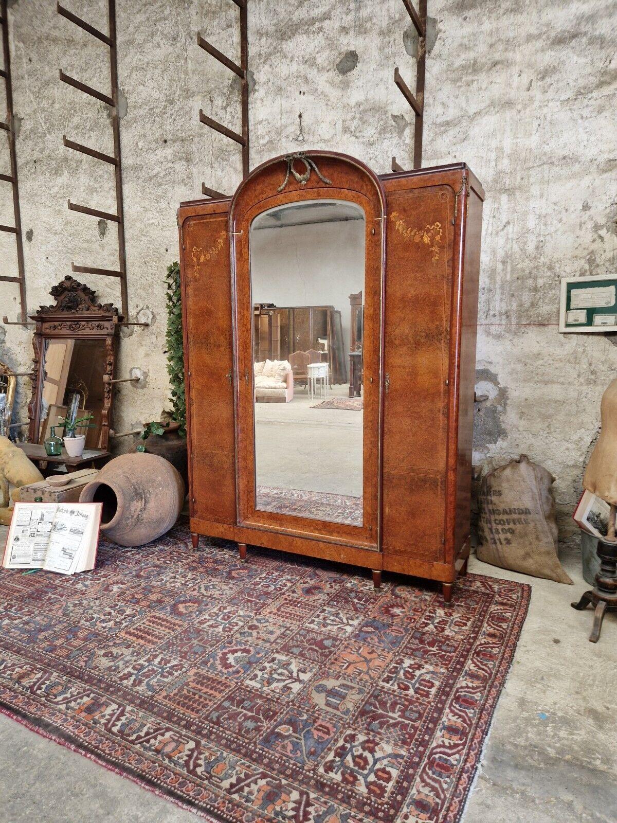 Antique French Wardrobe Empire Style Mahogany Triple Door Armoire For ...