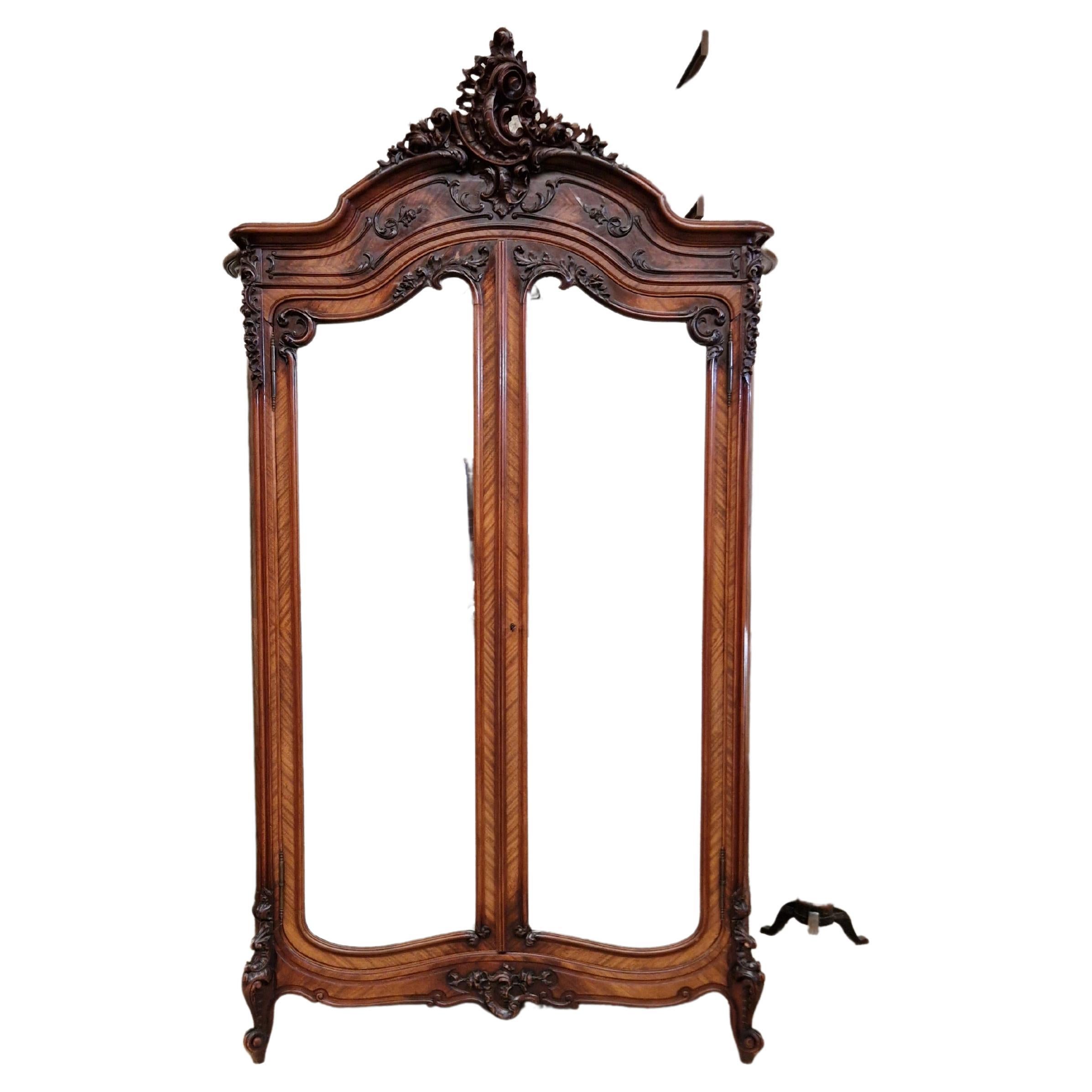 Antique French Wardrobe Rococo Walnut with Bowed Sides Louis XV For ...