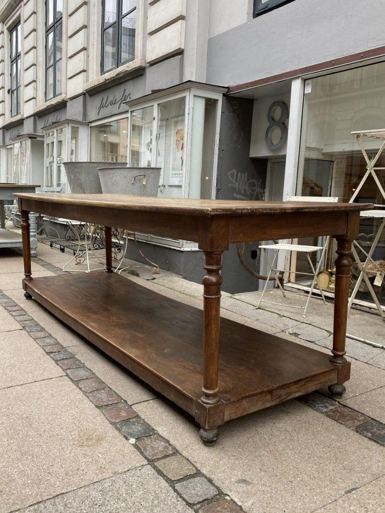 Antique French Warm Brown Drapery Console Table For Sale at 1stDibs