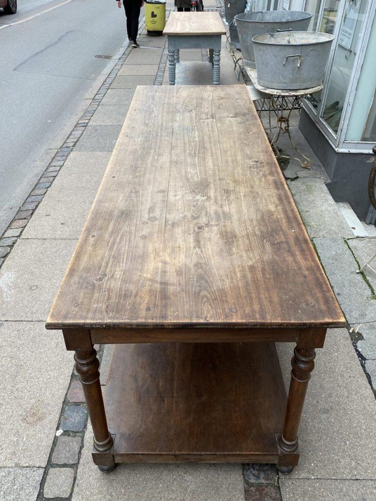 Antique French Warm Brown Drapery Console Table For Sale at 1stDibs