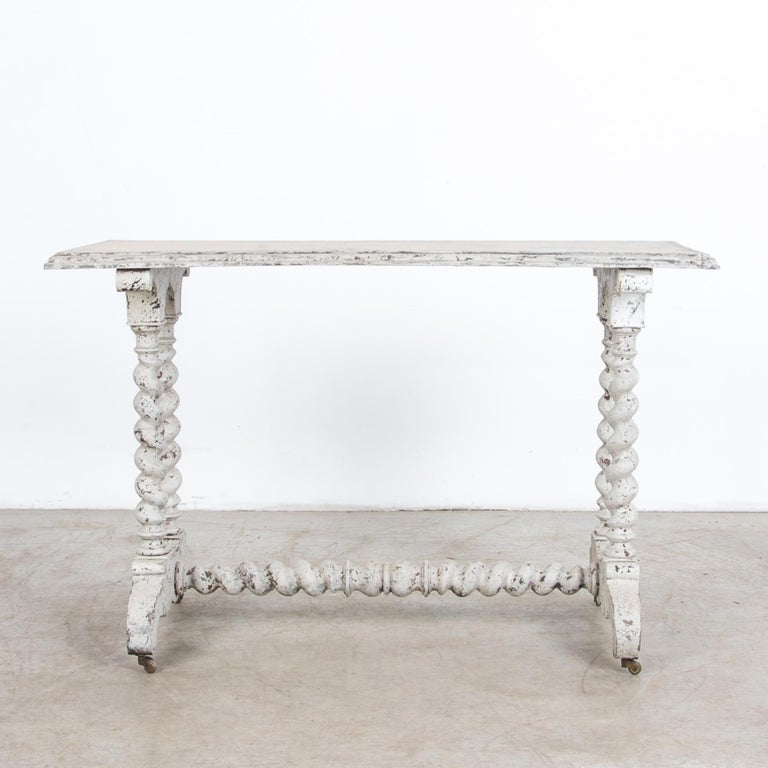 Antique French White Painted Table on Wheels For Sale at 1stDibs | the ...