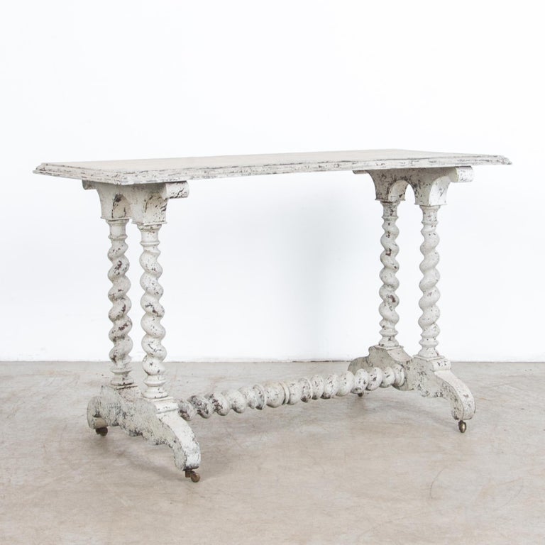 Antique French White Painted Table on Wheels For Sale at 1stDibs | the ...