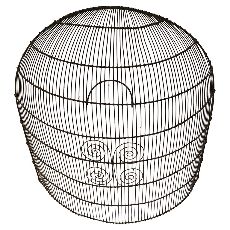 Antique French Wire Cinder Guard Fireplace Screen For Sale at 1stDibs