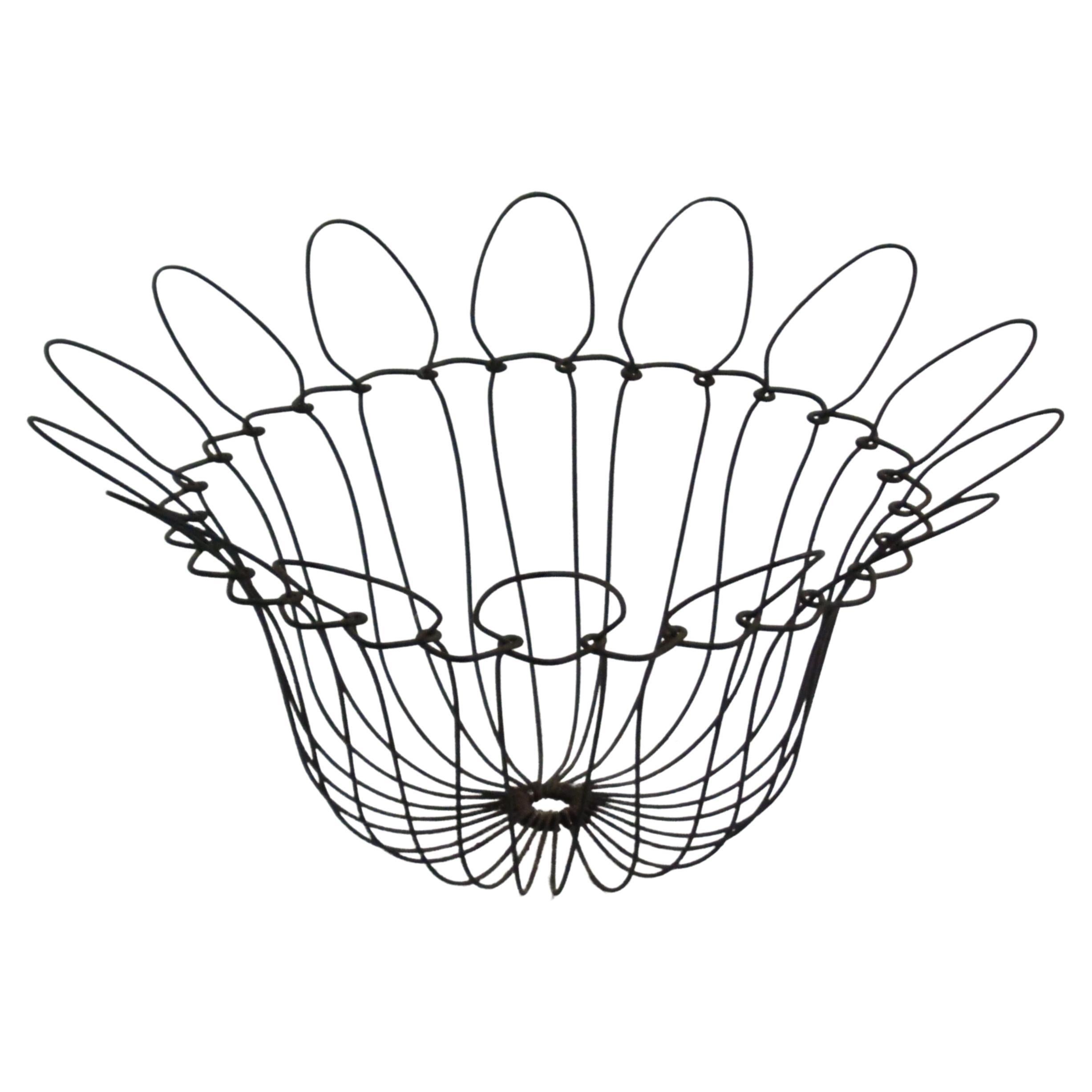 Antique French Wire Flower Form Basket For Sale at 1stDibs