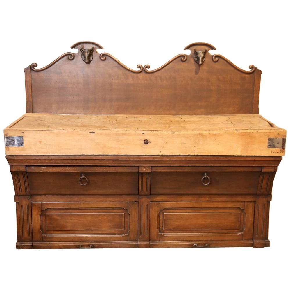 Antique French Wood Butcher's Table at 1stDibs