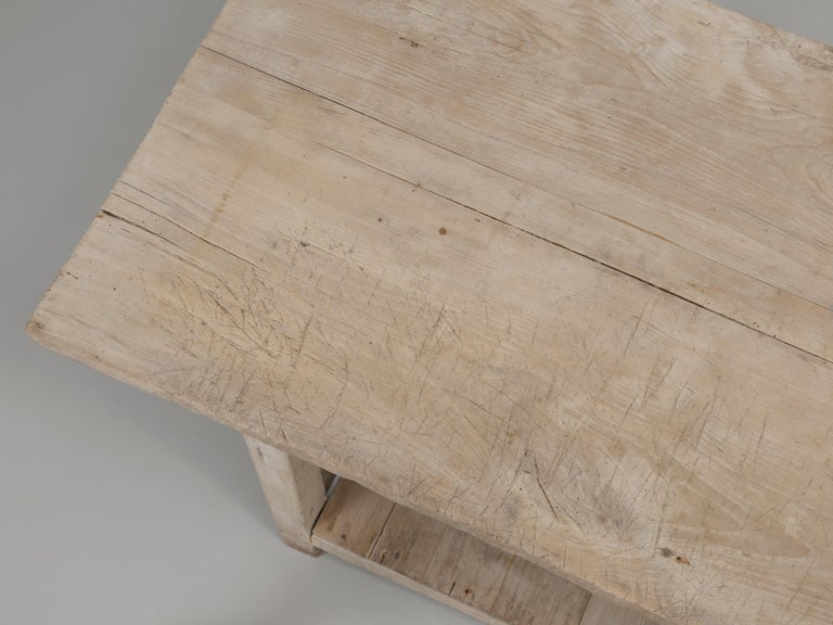 Antique French Work Table Used as Butcher Block Bleached Finish ...
