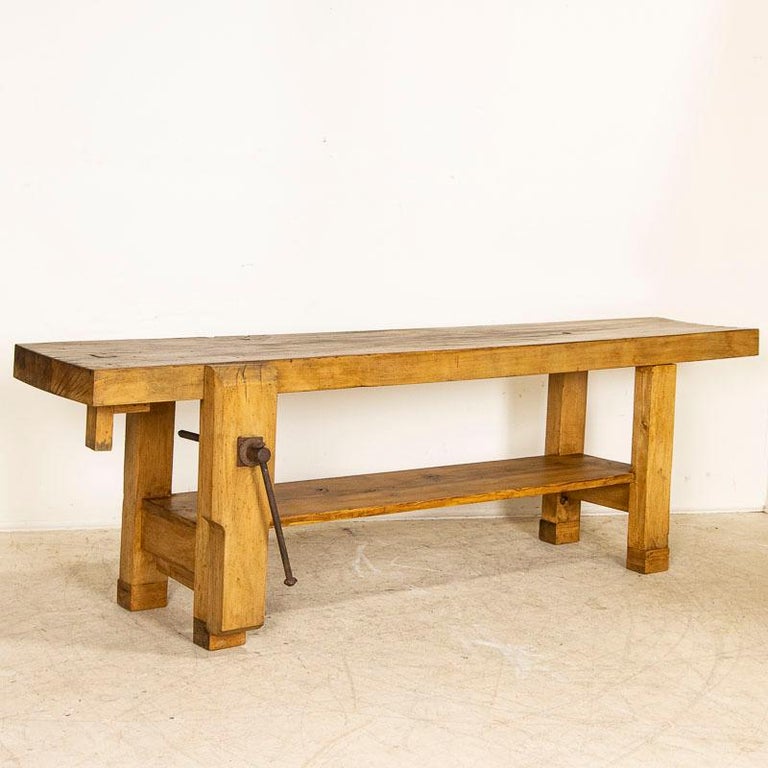Antique French Workbench Rustic Console Table at 1stDibs