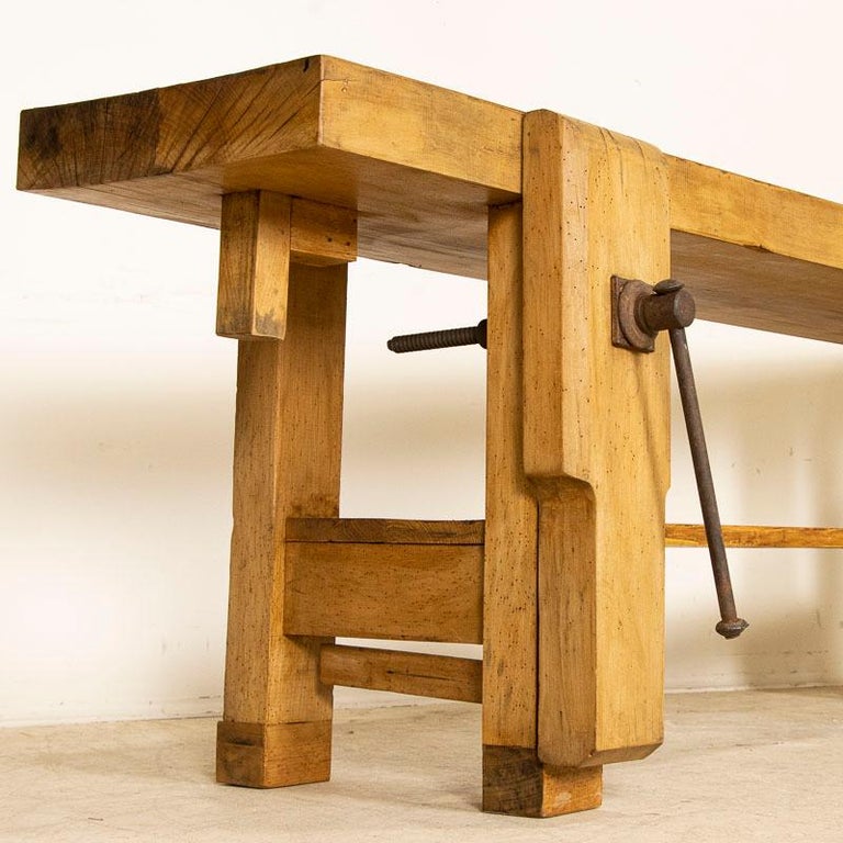 Antique French Workbench Rustic Console Table at 1stDibs