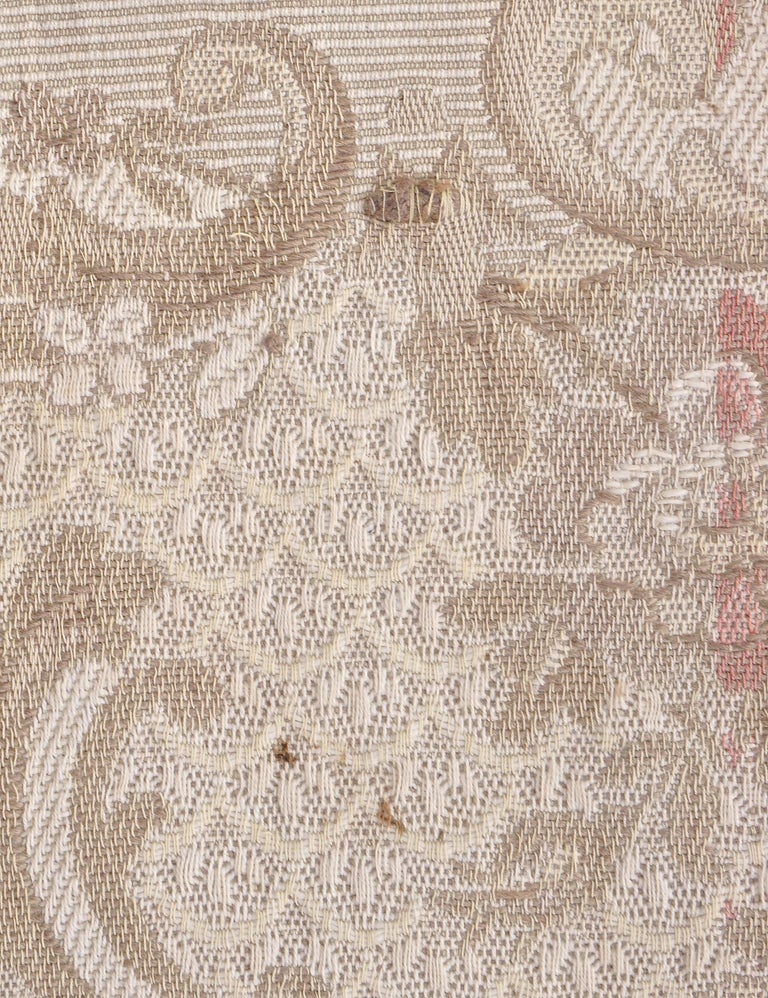 Antique French Woven Tapestry Floral Fringed Cotton Rug Throw in Pastel ...