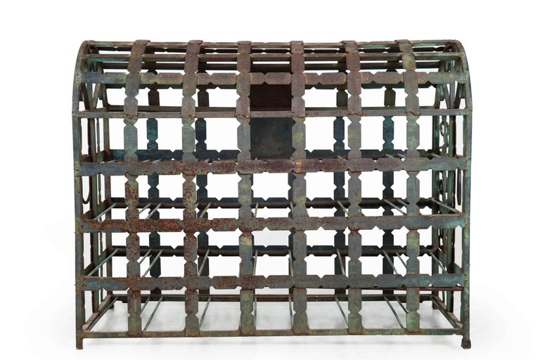 Antique French Wrought Iron Chest Wine Storage Rack for 28 Bottles For ...