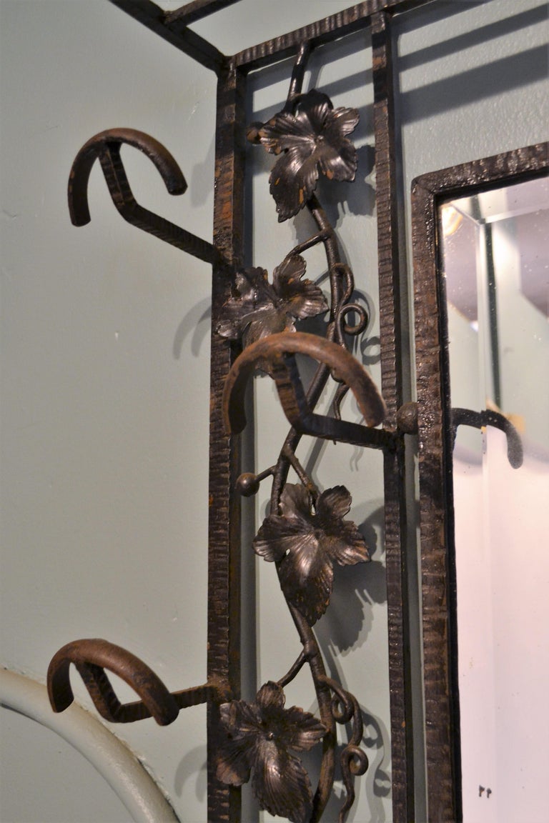 Antique French Wrought Iron Hall Tree For Sale at 1stDibs