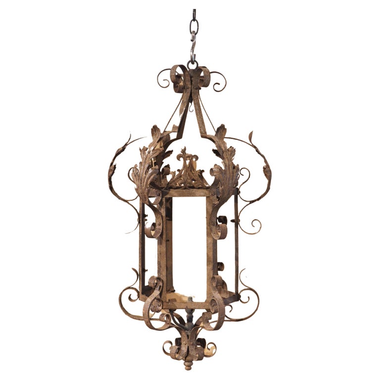 Antique French Wrought Iron Lantern, Circa 1900 For Sale at 1stDibs