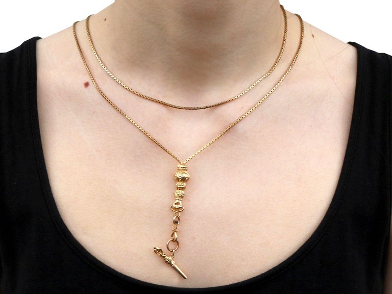 Antique French Yellow Gold Sautoir Chain, Circa 1870 For Sale at 1stDibs